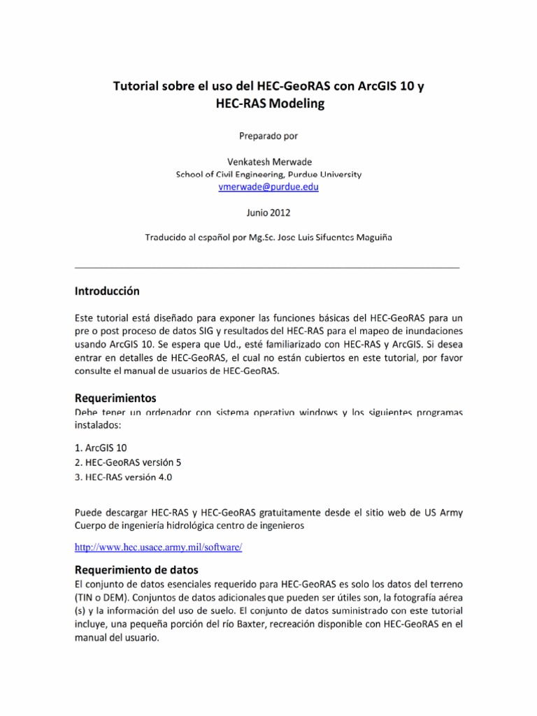 Tutorial Del HEC-GeoRAS Con ArcGIS 10 PDF | PDF