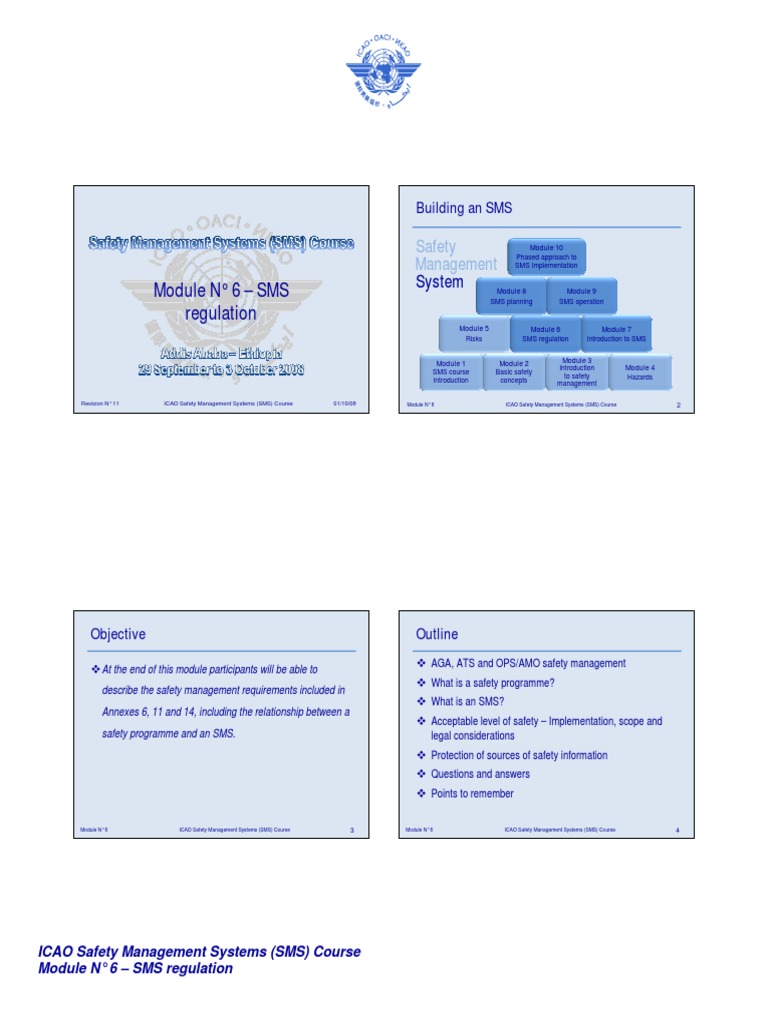 ICAO SMS Module #6 - SMS Regulation 2008-11 (E) | PDF | Safety | Business