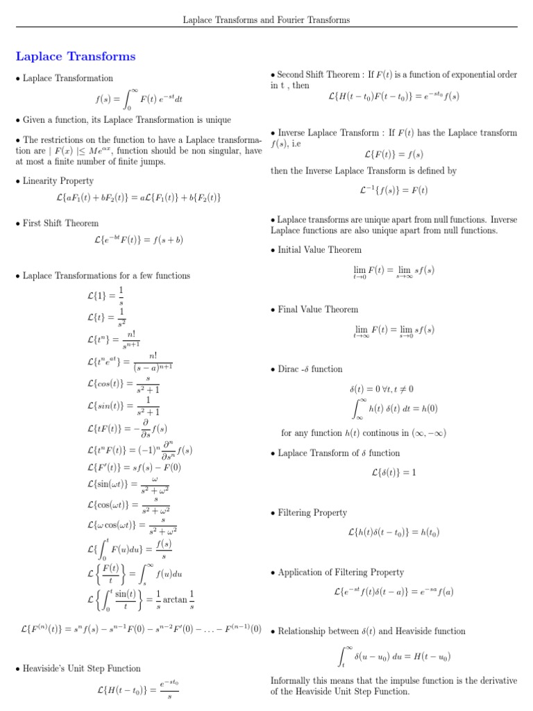 Basic Laplace Fourier Transforms | PDF | Partial Differential Equation ... Basic Laplace Fourier Transforms | PDF | Partial Differential Equation ...