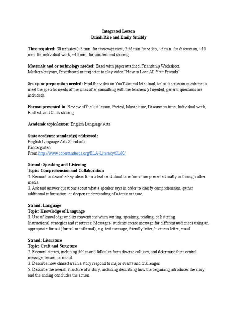 Sample Integrated Lesson Plan | PDF | Reading Comprehension | Communication