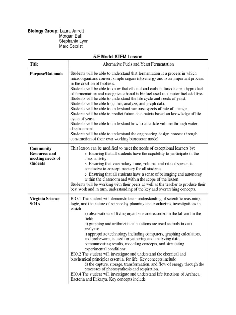 Stem Lesson Plan | PDF | Yeast | Carbon Dioxide