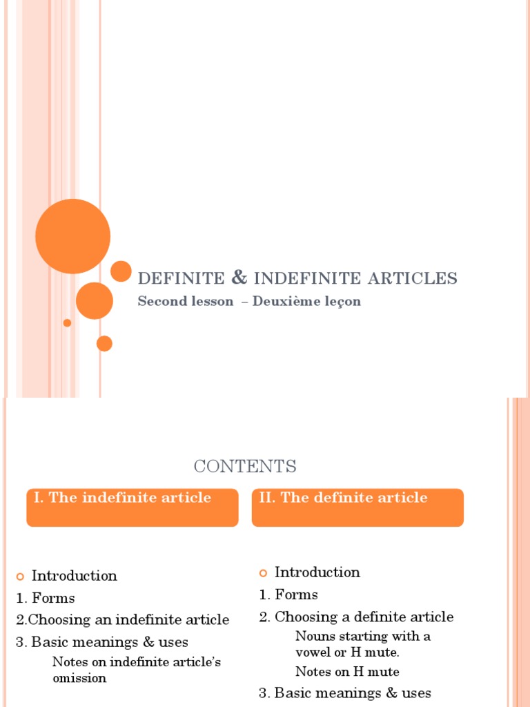 French Articles: Indefinite & Definite | PDF | Grammatical Gender ...