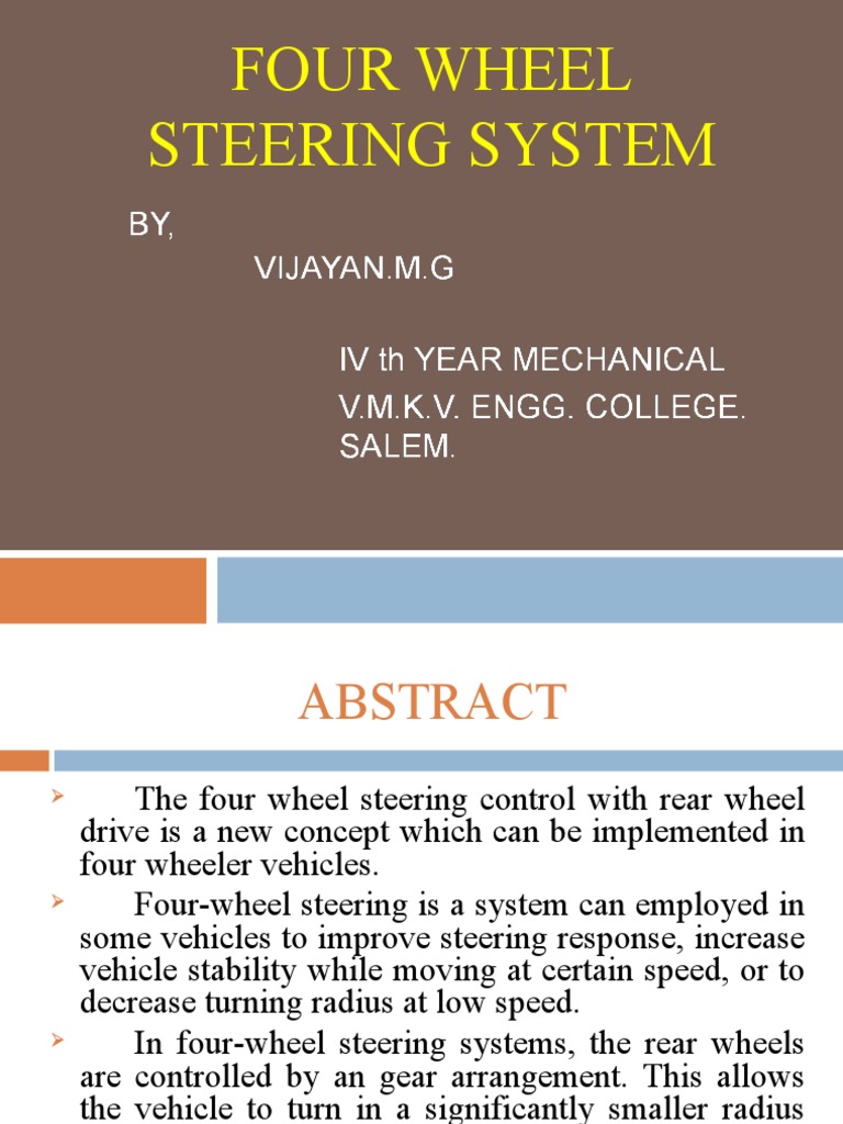 Four Wheel Steering System | PDF | Steering | Machines