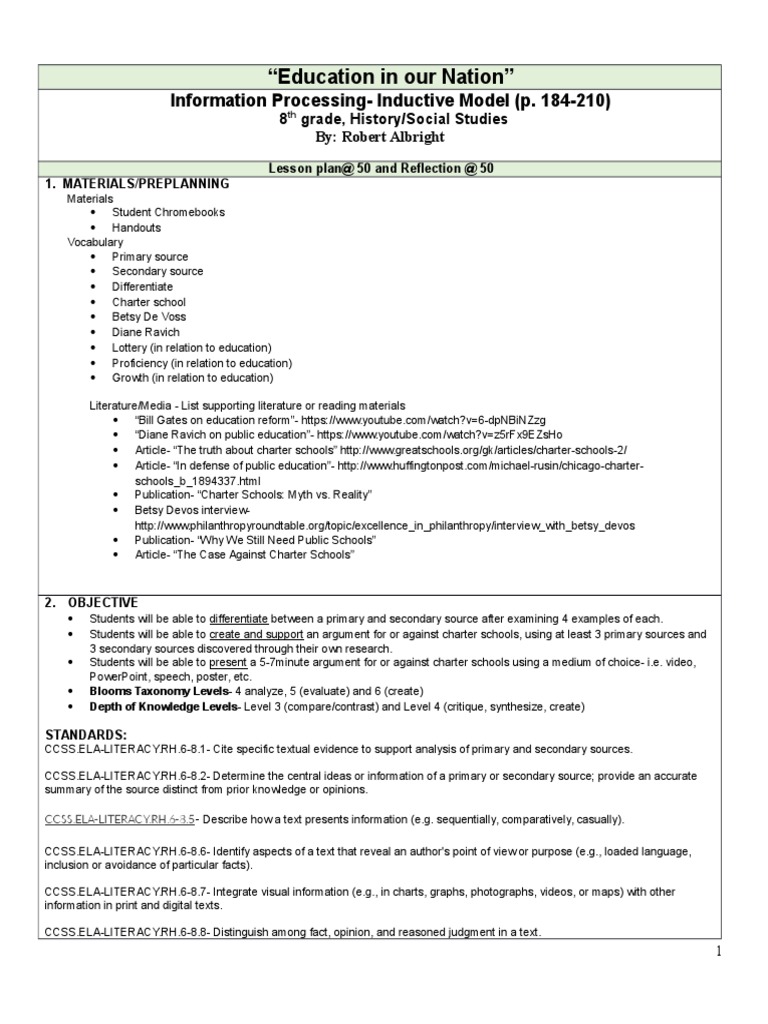 Information Processing Lesson Plan Download Free Pdf Educational