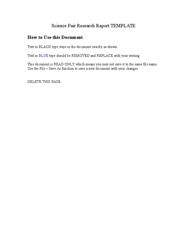 Science Fair Report Template Guide | PDF | Abstract (Summary) | Experiment