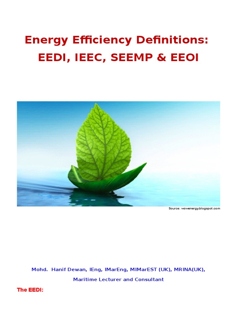 Energy Efficiency Definitions EEDI SEEMP EEOI | PDF | Ships | Fuels