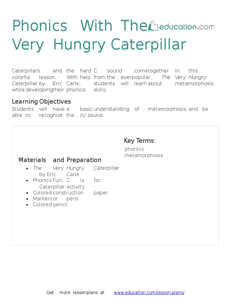 Phonics With The Very Hungry Caterpillar | PDF | Phonics | Teaching