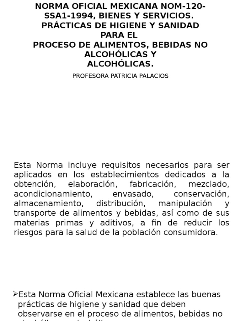 Norma Oficial Mexicana Nom-120-Ssa1-1994, Bienes y Servicios | PDF ...