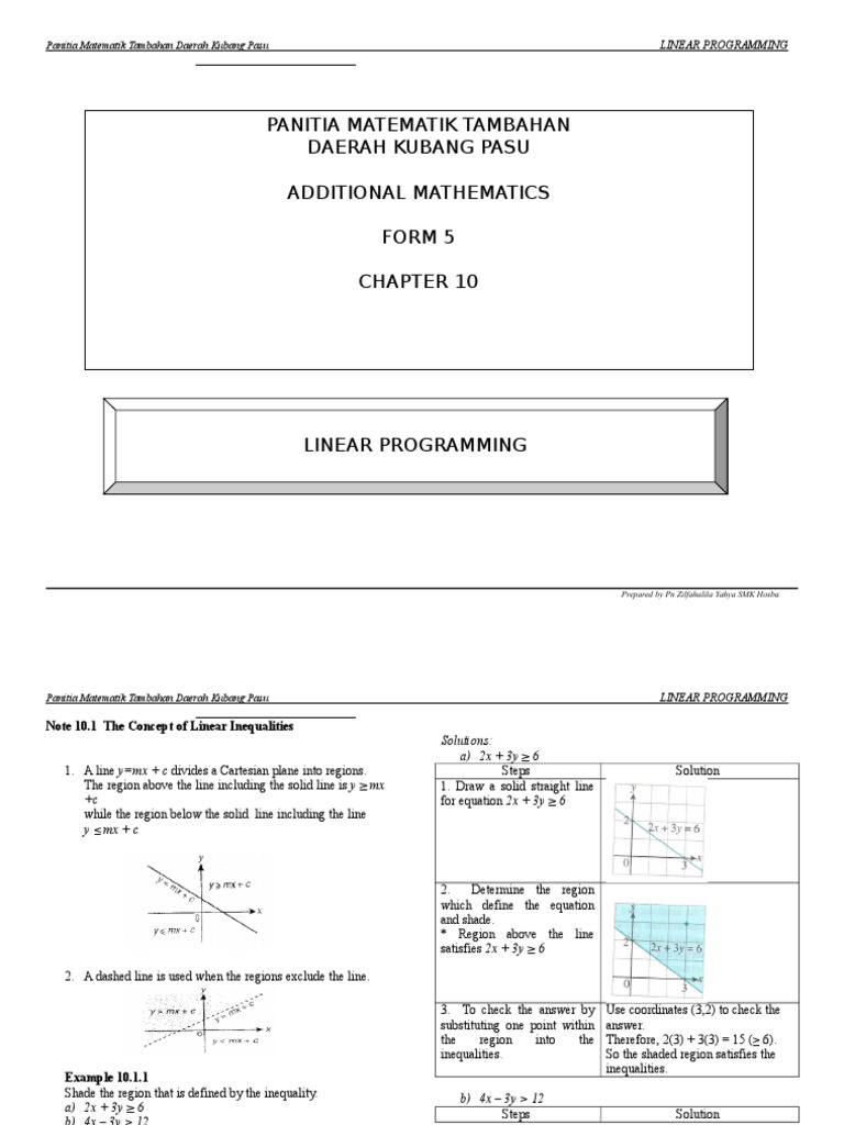 Chapter10 Linear Programming | PDF | Line (Geometry) | Linear Programming