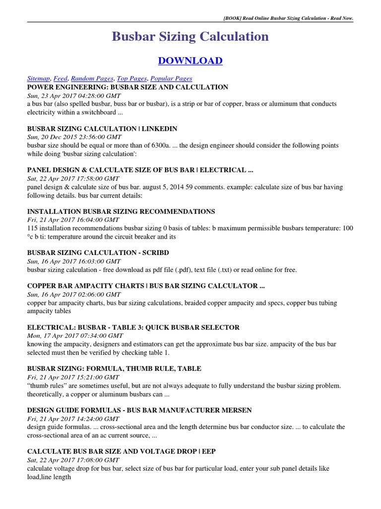 Busbar Sizing Calculation Guide | PDF | Electrical Conductor ...