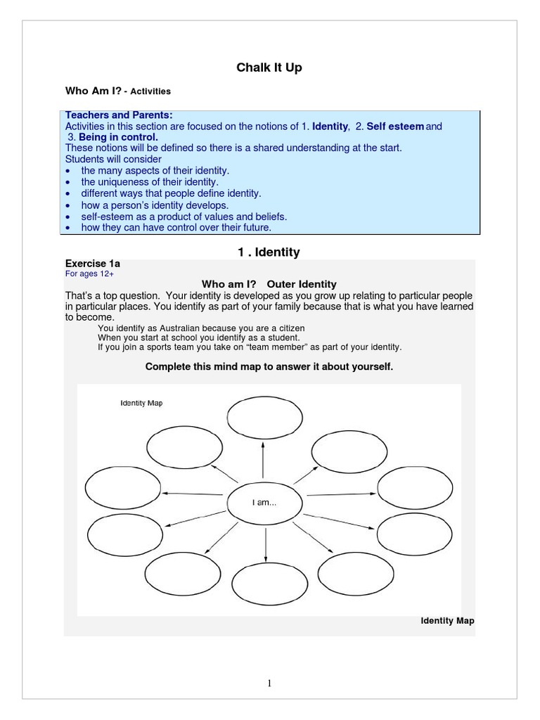 Identity Activities PDF | PDF | Identity (Social Science) | Self Esteem
