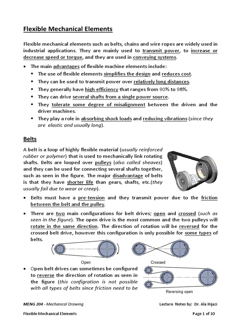Flexible Mechanical Elements | PDF | Belt (Mechanical) | Gear