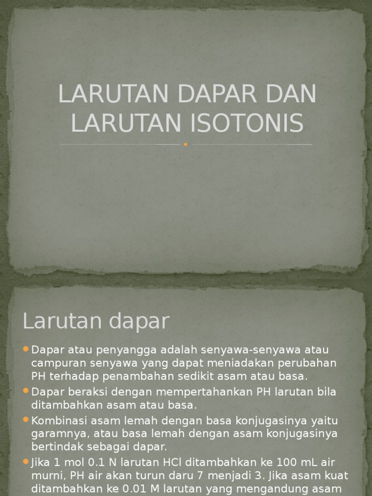 Larutan Dapar dan Isotonis dalam Farmasi | PDF