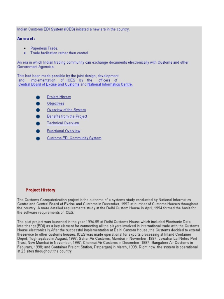 Indian Customs EDI System | PDF | Electronic Data Interchange | Invoice