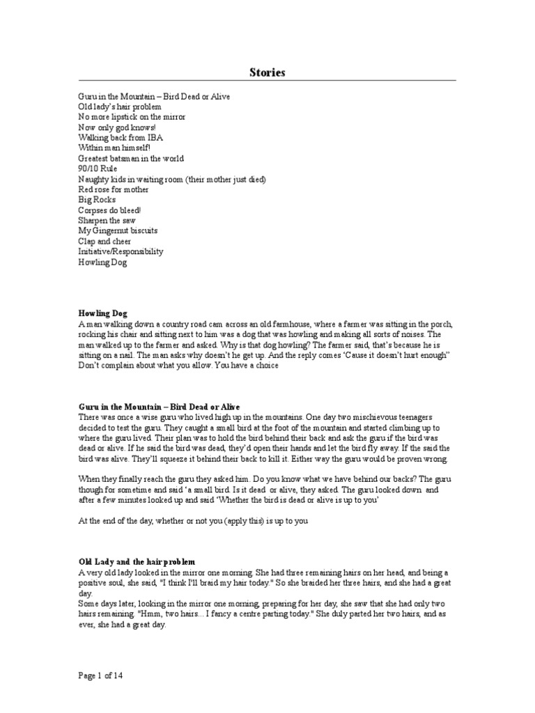 Stories Final | PDF | Elephant | Nature