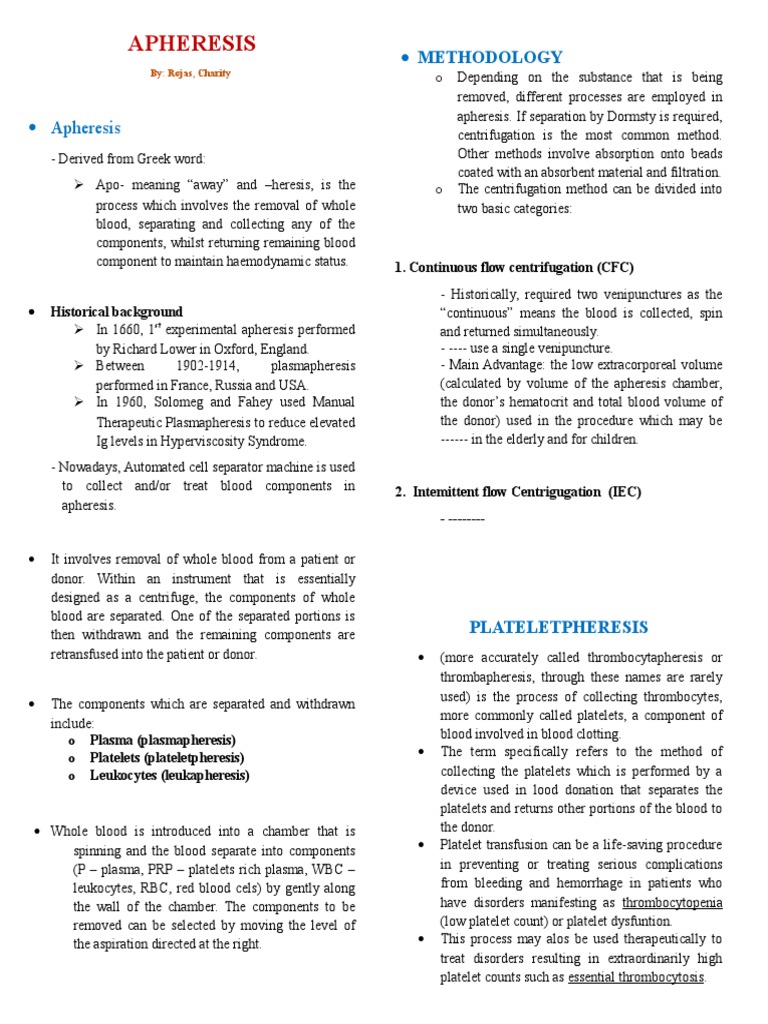 APHERESIS | PDF | Platelet | Blood Donation