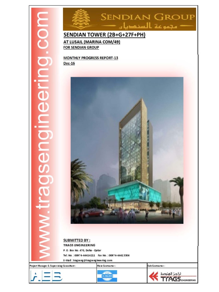 Monthly Progress Report - Sendian Tower-Part 1 of 2 | PDF | Hvac | Cable