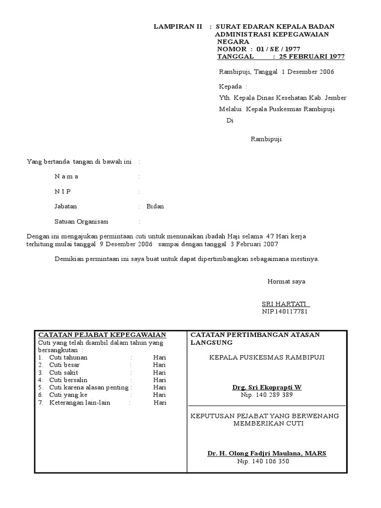 Blanko Cuti | PDF