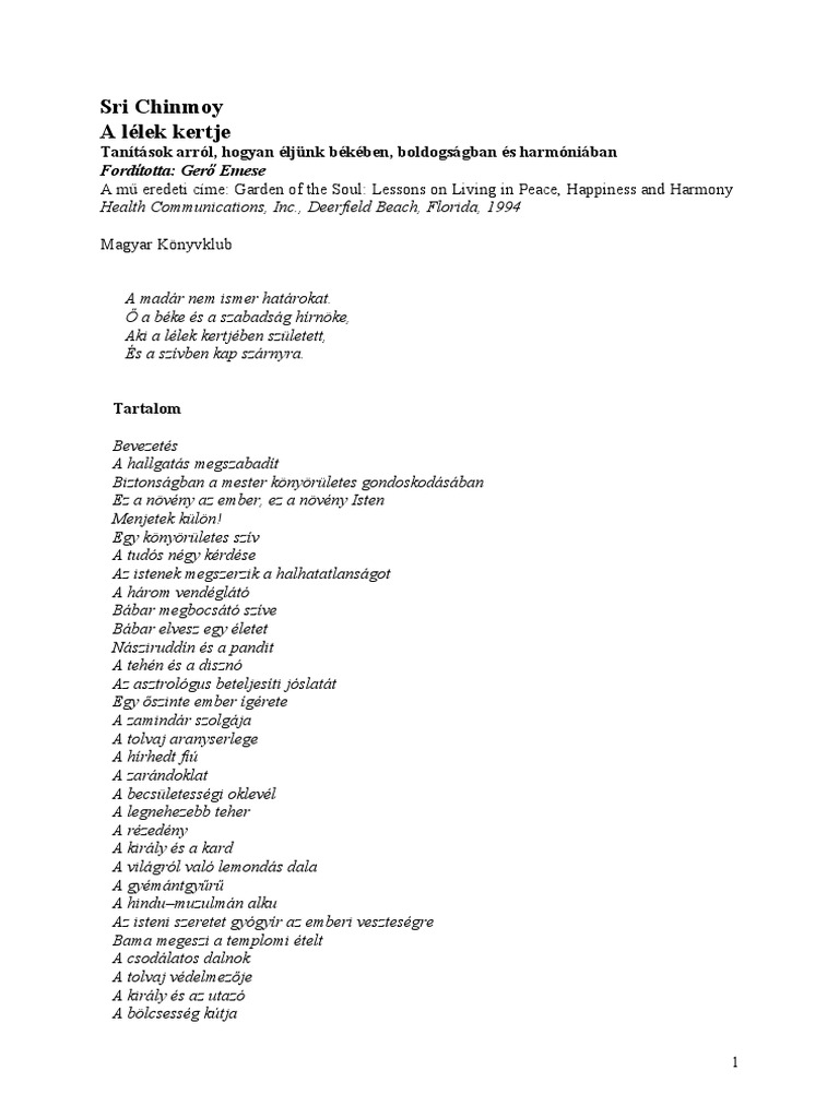 Sri Chinmoy-A Lelek Kertje | PDF