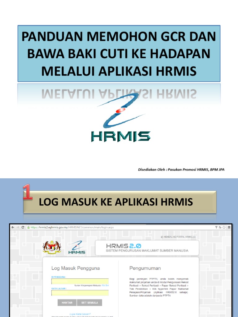 Panduan GCR & Bawa Cuti di HRMIS | PDF