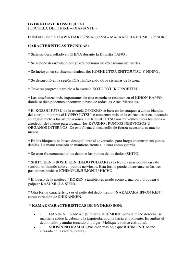 Gyokko Ryu Kosshi Jutsu | PDF | Ninja | Artes marciales japonesas
