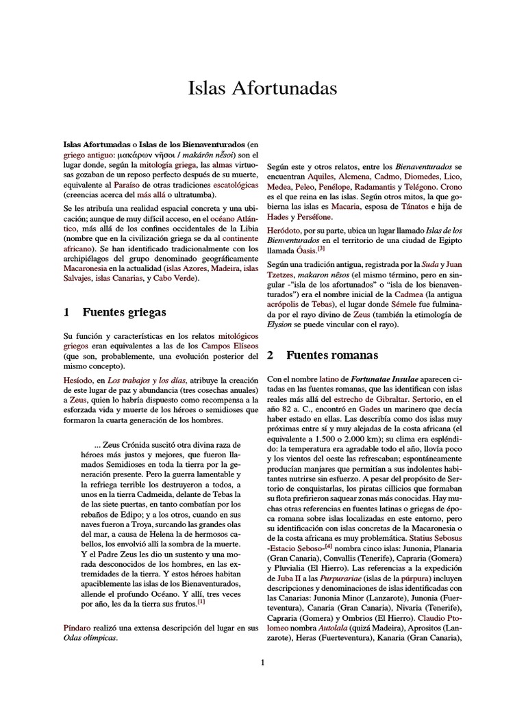 Islas Afortunadas | PDF | Mitología Paleo Balcánica | Mitología griega