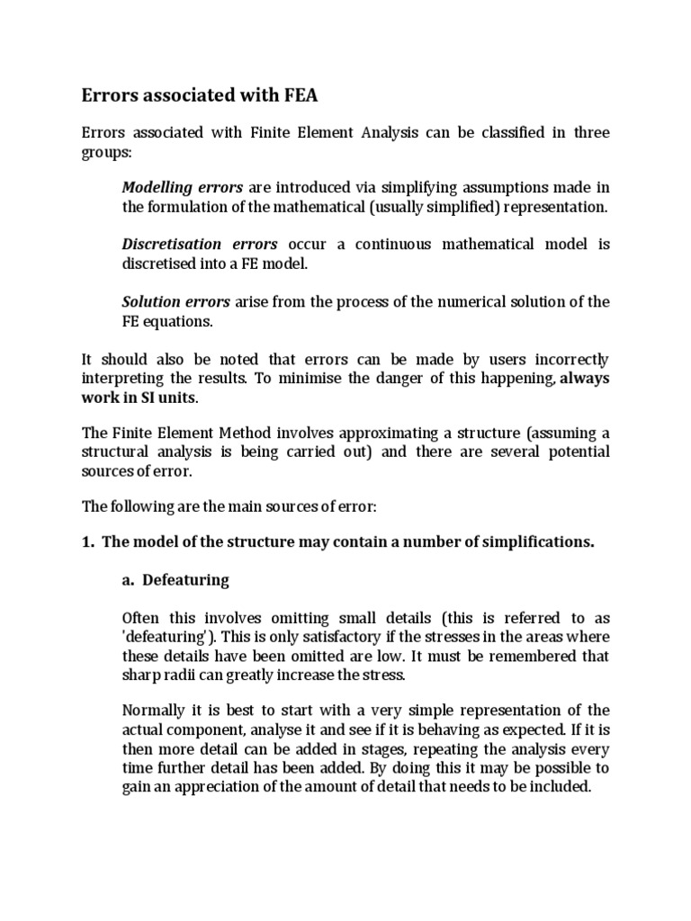 L5 Errors FEA Lesson-5.01 | PDF | Finite Element Method | Stress ...