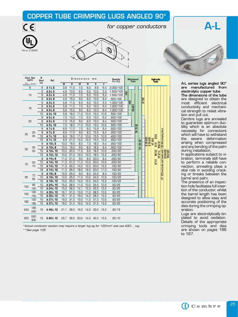 CEMBRE LUG 90deg Cable Lug - AKBAR TRADING EST - SAUDI ARABIA | PDF ...