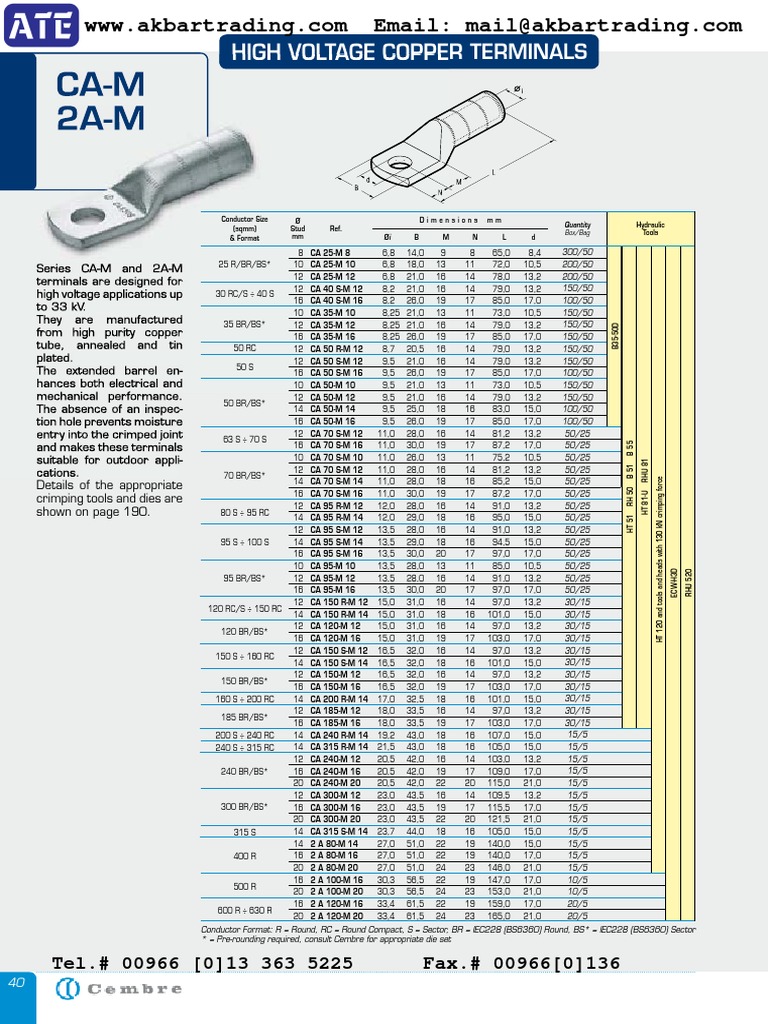 High Voltage Copper Terminals Guide | PDF | Materials | Building ...