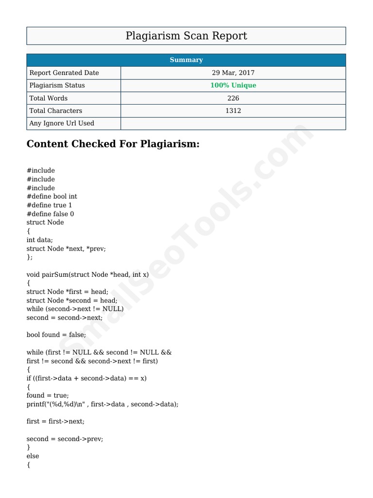 Plagiarism Scan Report: Content Checked For Plagiarism | PDF | Software ...