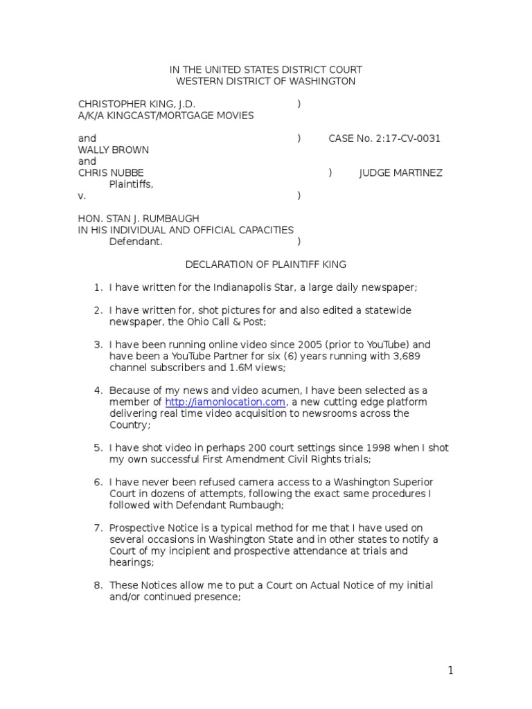 King Et Al. v. Stanley Rumbaugh 2:17-CV-0031 Declaration and Rule 59 ...