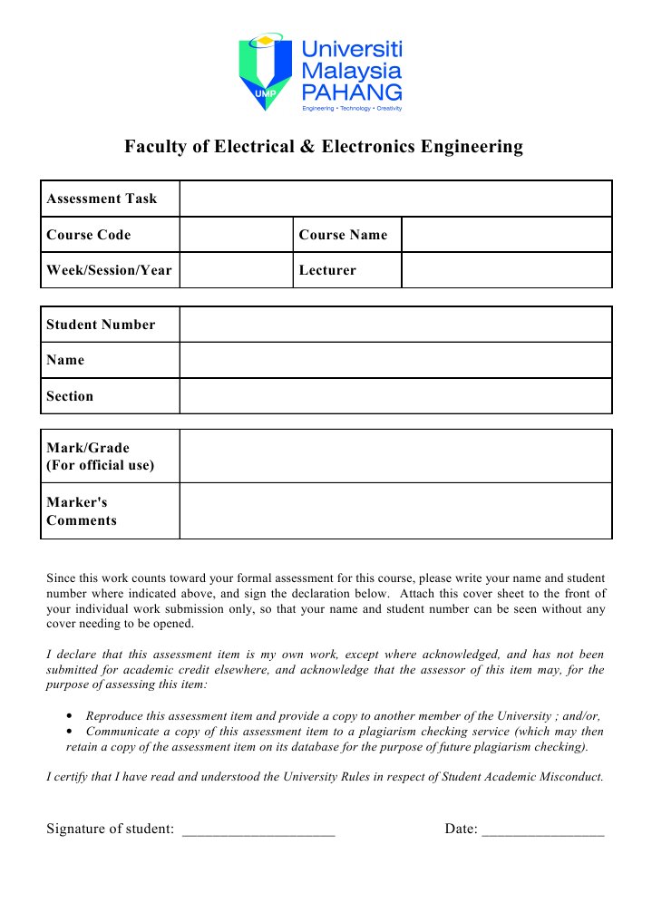 Electrical Engineering Assessment Cover Sheet | PDF | Career & Growth