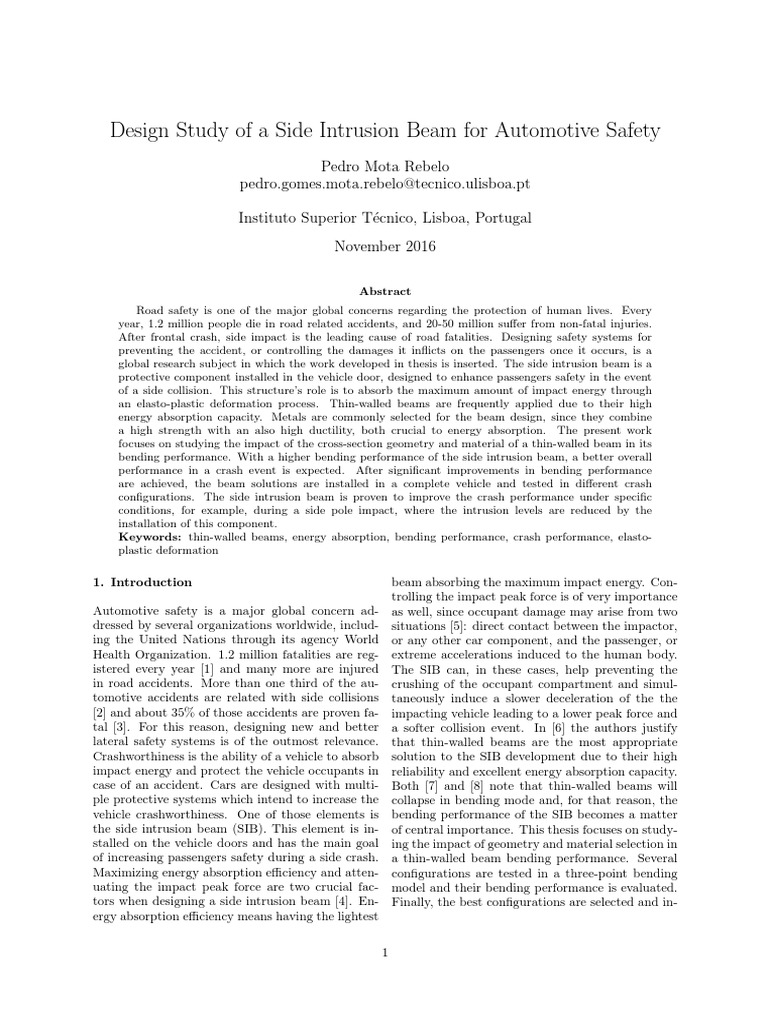 Side Intrusion Beam Design for Safety | PDF | Bending | Plasticity ...