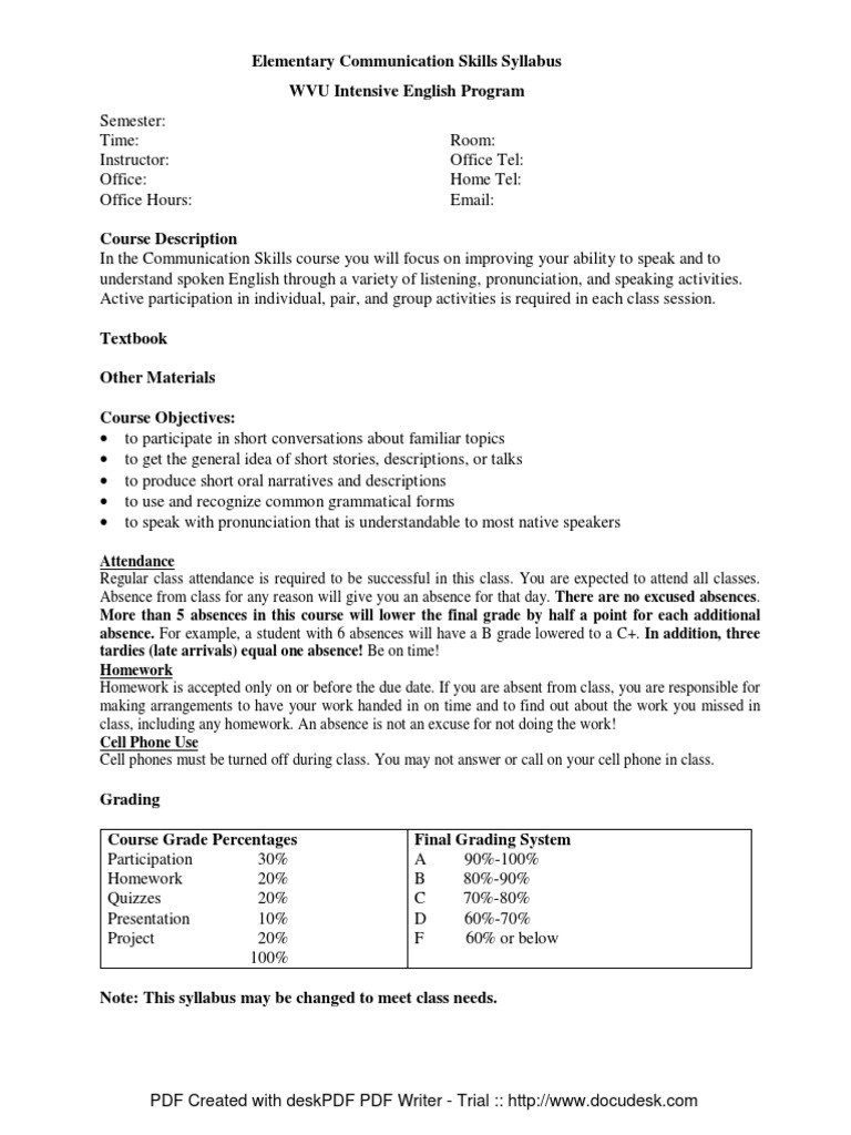 Elementary Communication Skills PDF | PDF | Conversation | Reading ...