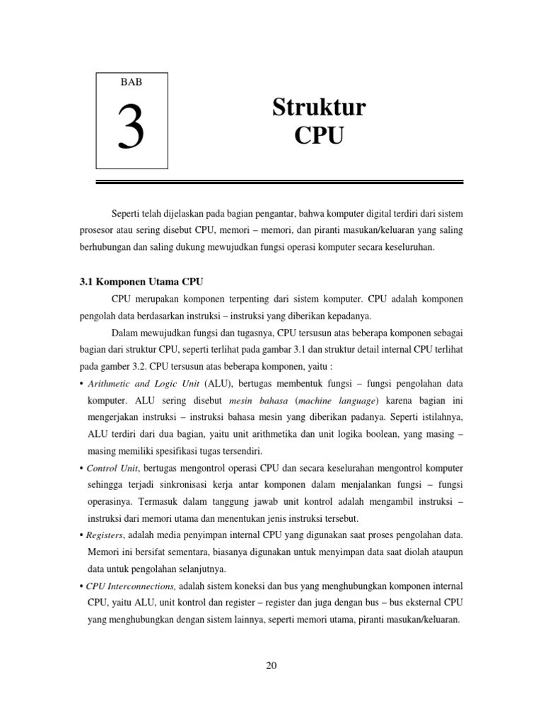 Bab 3 - Struktur CPU - Organisasi Komputer | PDF