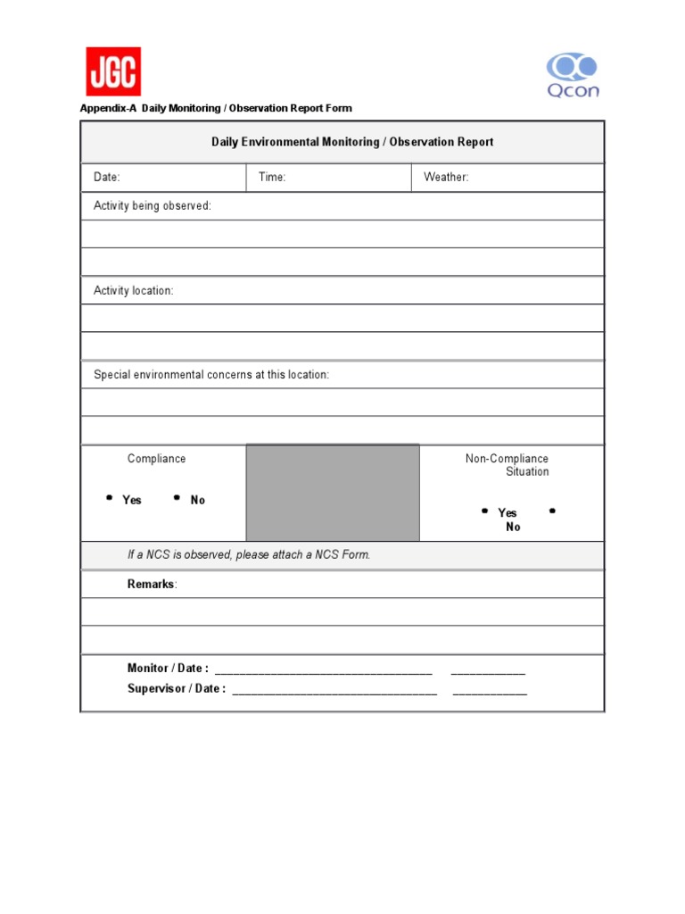 Daily Environmental Monitoring | PDF