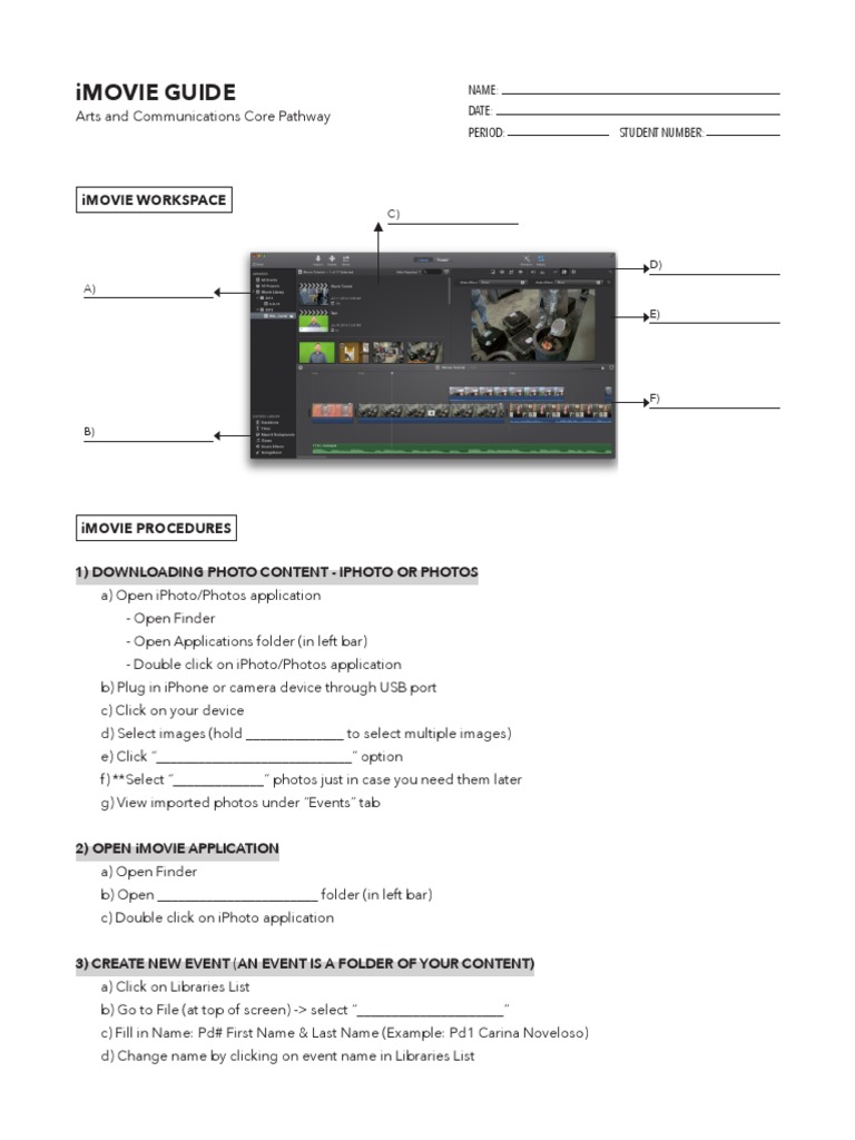 Imovie Guide Worksheet | PDF | I Photo | I Tunes