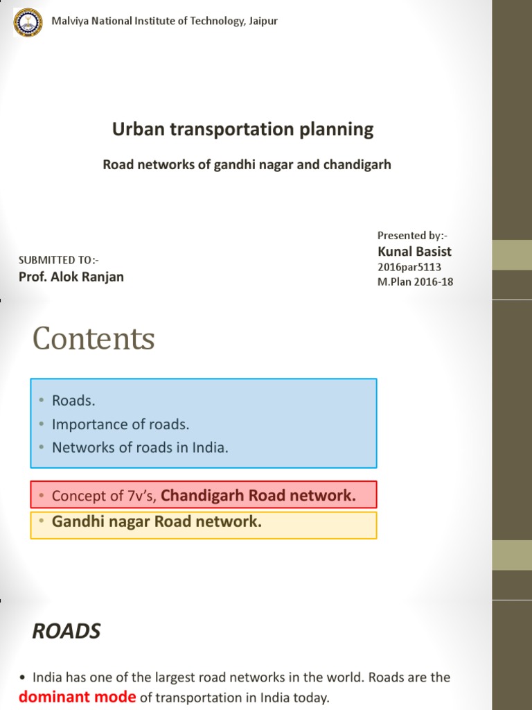 Road Networks of Chandigarh and Gandhi Nagar | PDF | Traffic | Road ...