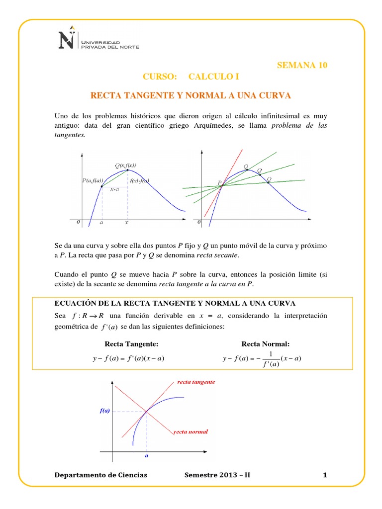 Recta Tangente y Normal | PDF | Tangente | Línea (geometría)