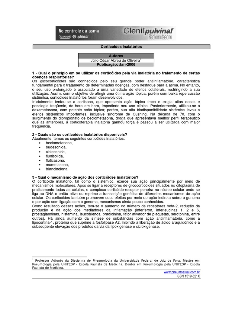 Corticoide Inalatorio PDF | PDF | Asma | Clorofluorcarbono