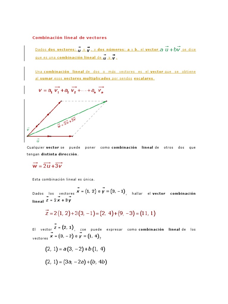 Combinación Lineal de Vectores | PDF | Ortogonalidad | Vector Euclidiano