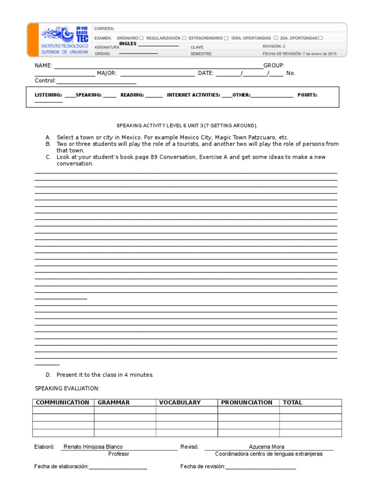 Level 6 Unit 7 Getting Around Speaking | PDF