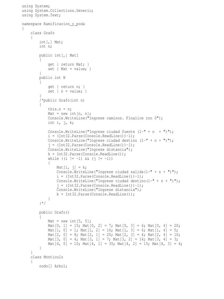 Codigo Fuente C# | PDF | Algoritmos y Estructuras de Datos ...