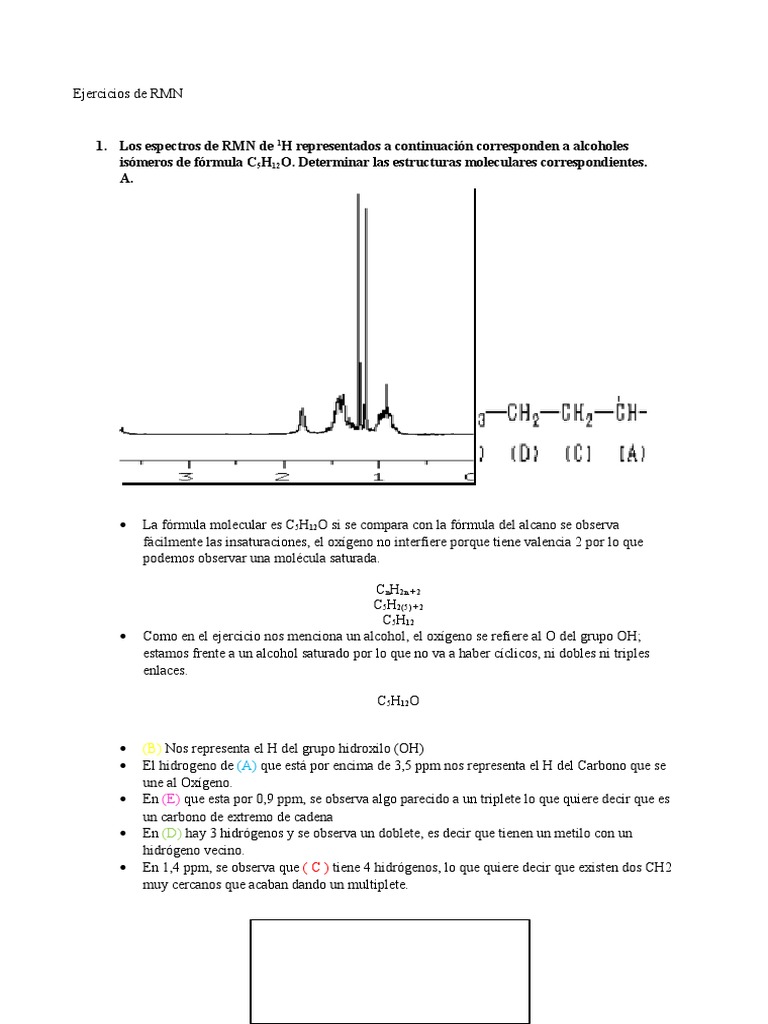Ejercicios de RMN | PDF | Alcohol | Hidrógeno