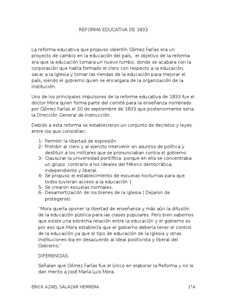 Reforma Educativa de 1833 | PDF | Gobierno | Política (general)
