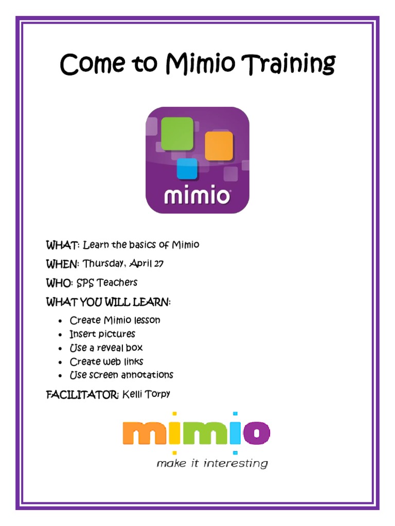 Come To Mimio Training | PDF