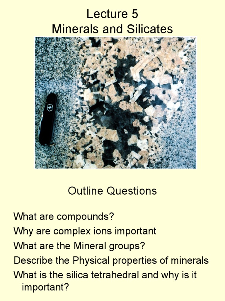 Lecture 5 F 2014 Minerals And Silicates Pdf Minerals Silicate