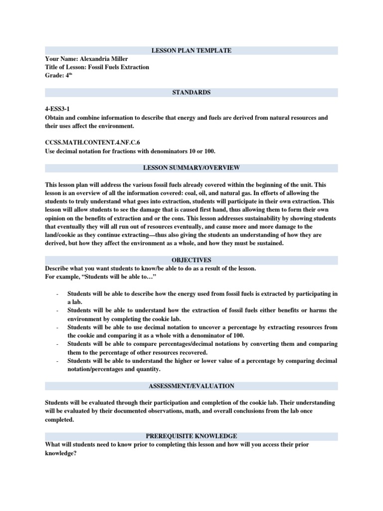 Day 4 Fossil Fuels Lesson Plan | Download Free PDF | Fuels | Fossil Fuels
