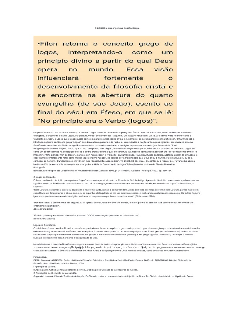 O Logos na Filosofia Grega e Judaica | PDF | Logotipos | Filosofia ...