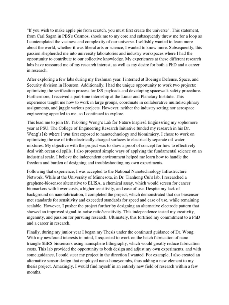 University of Pennsylvania (Materials Science) Personal Statement ...